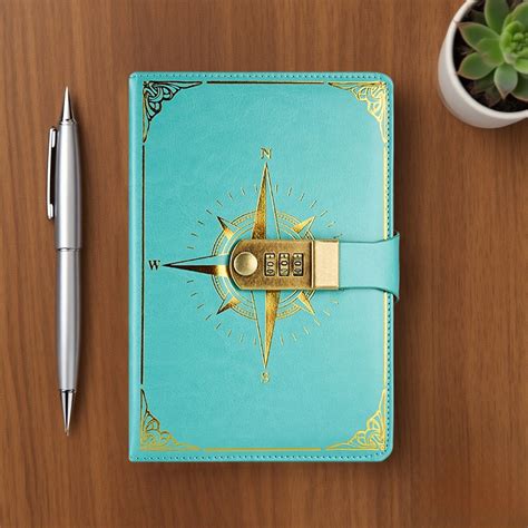 Cute Notebook A5 Classic Password Diary Personalized Lockable Password Notebook Compasses