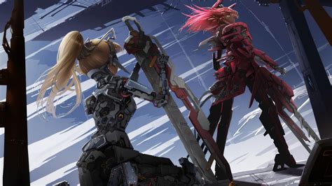 Robot Girls Fighting HD Desktop Wallpaper Widescreen High Definition Fullscreen