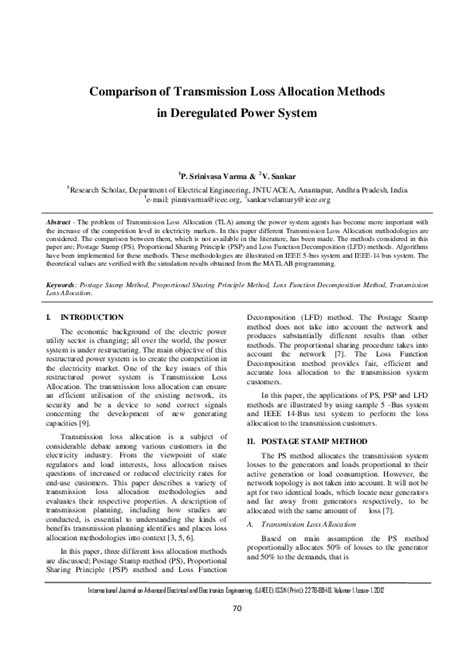 Pdf Comparison Of Transmission Loss Allocation Methods In Deregulated Power System