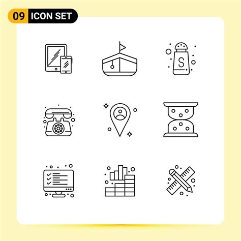 Pack Of 9 Creative Outlines Of Man Location Serve Call Phone Editable Vector Design Elements