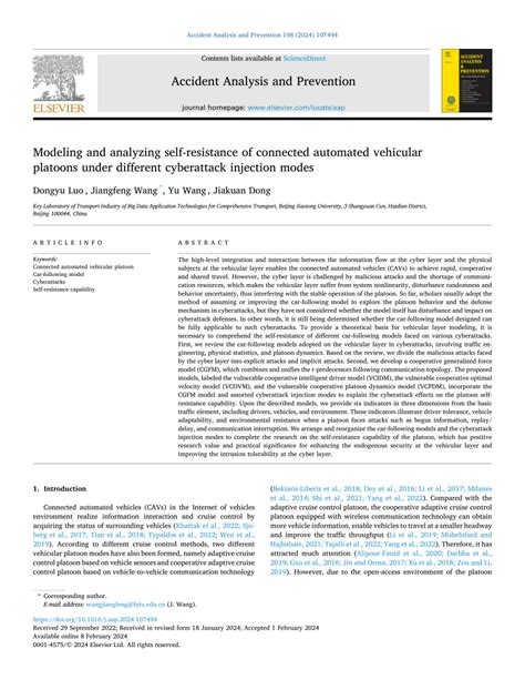 Pdf Modeling And Analyzing Self Resistance Of Connected Automated Vehicular Platoons Under