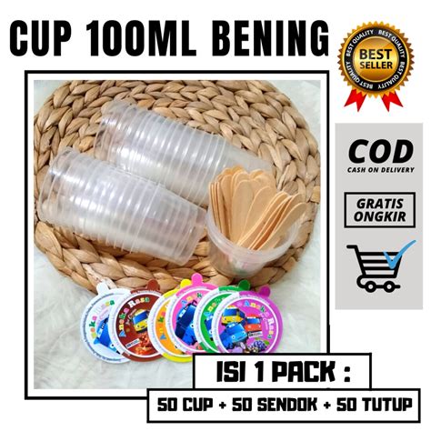 Jual Cup Es Krim 100 Ml Bening Cap Plastik Food Grade Cup Es Puter Cup Ice Cream Shopee Indonesia
