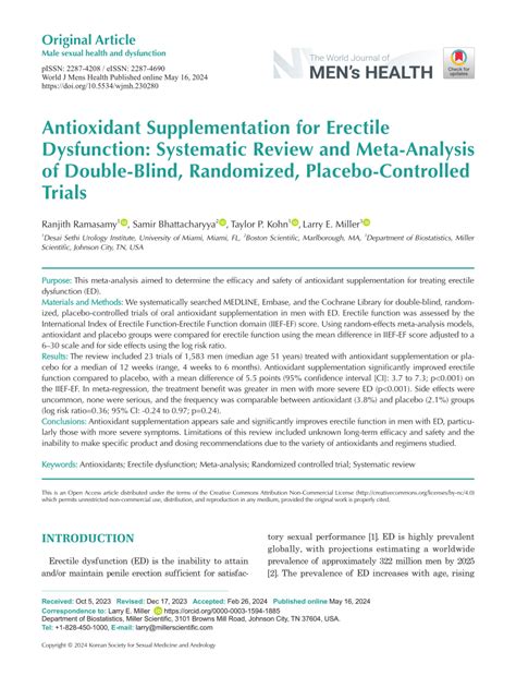 Pdf Antioxidant Supplementation For Erectile Dysfunction Systematic Review And Meta Analysis