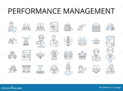 Performance Management Line Icons Collection Talent Development Goal Setting Leadership