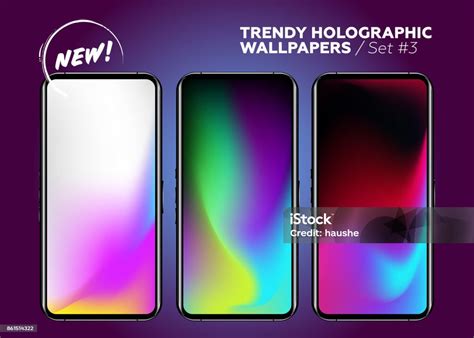 트렌디한 홀로그램 벽지 컬렉션입니다 장치 디스플레이에 화려한 네온 배경입니다 흐리게 활기찬 월페이퍼의 집합입니다 벡터 추상 패턴입니다 모션에서 미래의 액체입니다 액체에 대한