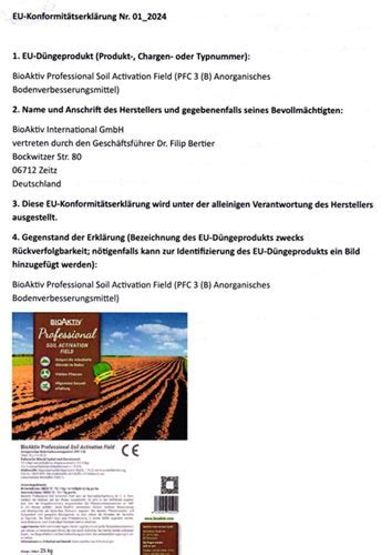 Декларация за съответствие Специалисти по почвено плодородие и ефективно хранене на растенията