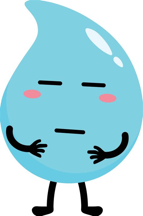 Cute Water Drop Character Flat Cartoon Illustration On White