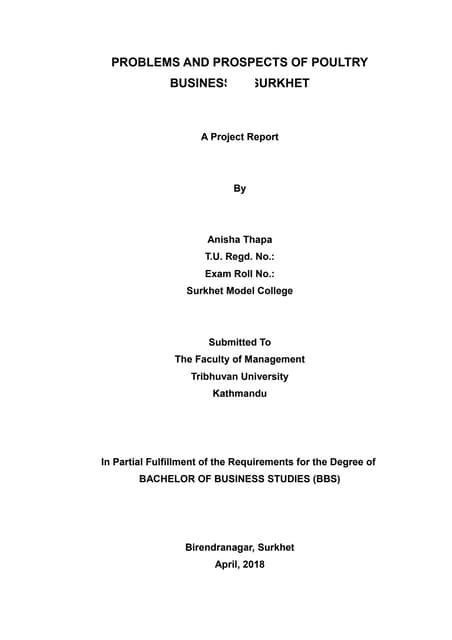Problems And Prospects Of Poultry Farming In Birendranagar Of Surkhet Prakash Khadka Doc