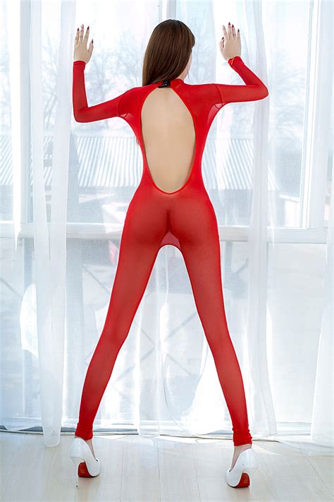 Women Seamless Mesh See Through Catsuit Backless Playsuit Bodysuit Chic