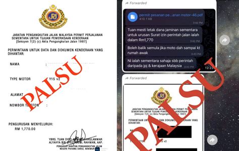 Temporary Travel Pass Bearing Pahang Jpj Directors Name Is Fake