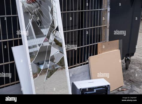 Broken Mirror Bulky Waste Old Furniture Tables Used Things On