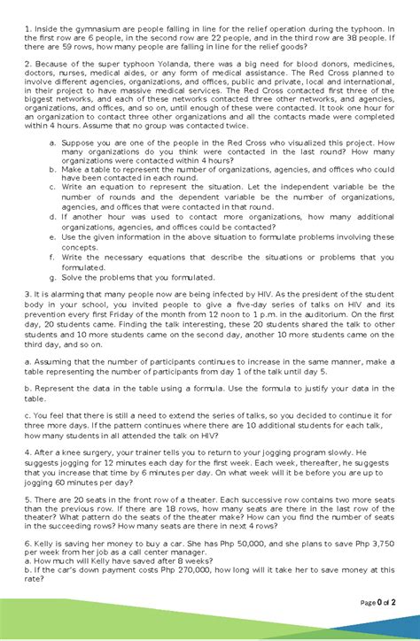 Sample Problems Arithmetic Sequence 1 Inside The Gymnasium Are