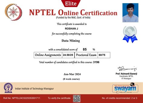 Roshan J On Linkedin Datamining Machinelearning Nptel Continuouslearning Datascience