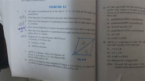 Exercise 8 111 In Abc And Def Ab De Ab∈de Bc E1 The Angles Of Quadr