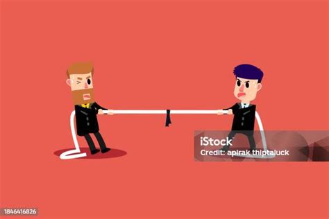 비즈니스 경쟁 밧줄의 반대쪽 끝을 당기는 사업가 레드오션 전략 사업 개념 벡터 일러스트 레이 션 개념에 대한 스톡 벡터 아트 및