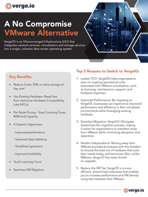Vmware Alternative Data Sheet Pdf Virtualization V Mware