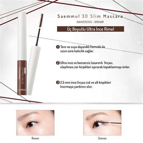 The Saem | Saemmul 3D Slim Mascara | Ultra İnce | Brown – Vionine