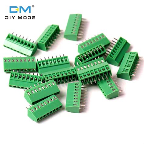 Diymore 10pcs 2 54mm 0 1nm Pcb Mount Screw Terminal Block Connector 2p 3p 6p7 8p Terminals 150v