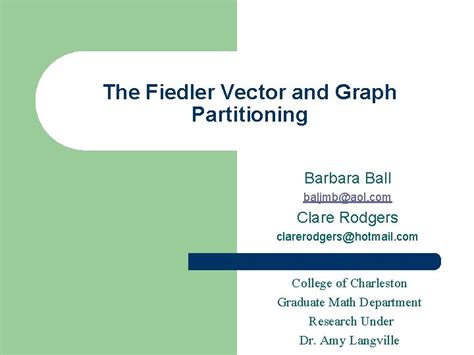 The Fiedler Vector And Graph Partitioning Barbara Ball