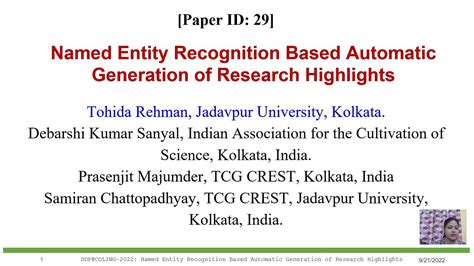 Underline Named Entity Recognition Based Automatic Generation Of Research Highlights