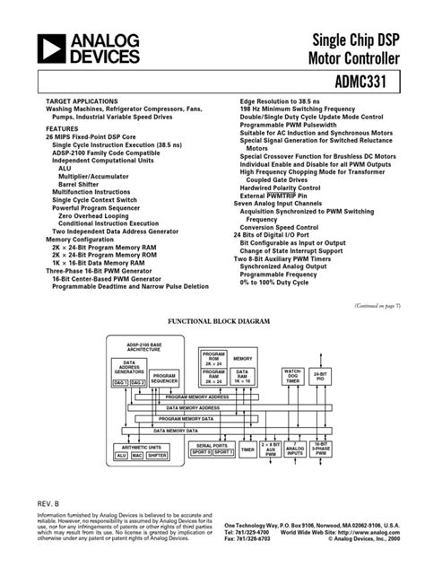 Single Chip Dsp Motor Controller Admc331 Pdf Electrostatic Discharge Digital Signal Processor