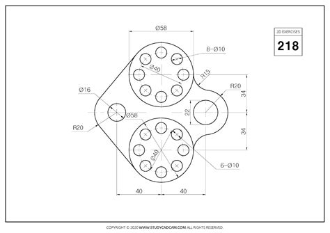 D CAD EXERCISES STUDYCADCAM Autocad Drawing Autocad Cad Drawing