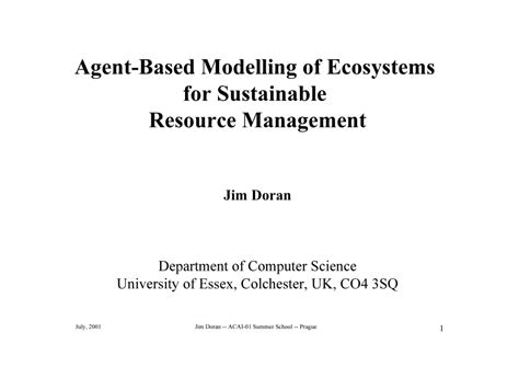 Pdf Agent Based Modelling Of Ecosystems For Sustainable Resource Management