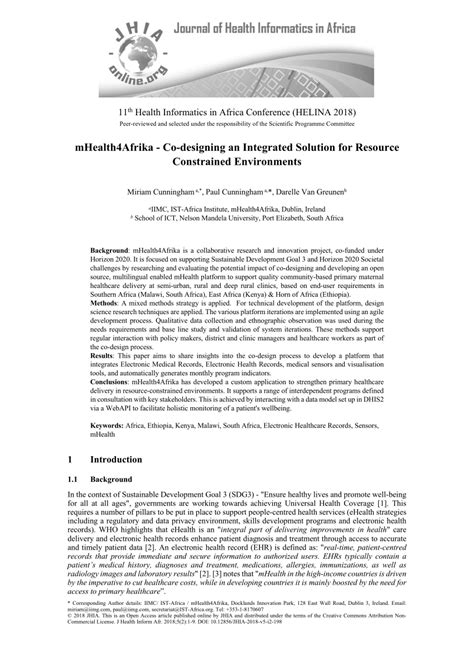 Pdf Mhealth4afrika Co Designing An Integrated Solution For Resource Constrained Environments