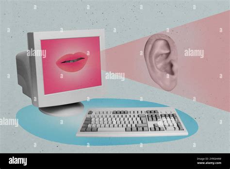 Template Sketch Image Composite Artwork Collage Of Abstract Anonymous Ear Listen Hearsay