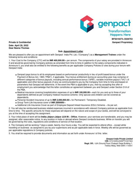 Genpact Pdf Employment Business