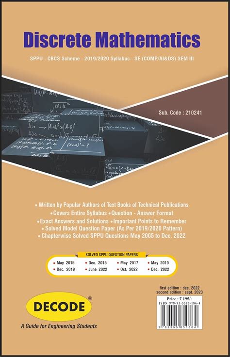 Buy Discrete Mathematics For Sppu 19 Course Se Iii Compaiandds 210241 Decode