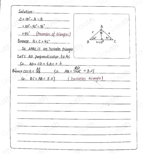 Solved WRITTEN WORKS A In Each Delta ABC Sides A B C Are Opposite Angles A B And C