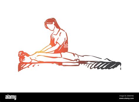 Salon Massage Therapy Body Care Concept Hand Drawn Isolated Vector