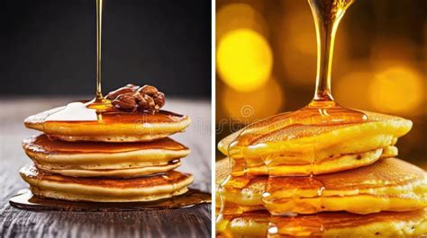 Enjoy Stack Of Pancakes With Syrup And Nuts Golden Aesthetic Theme