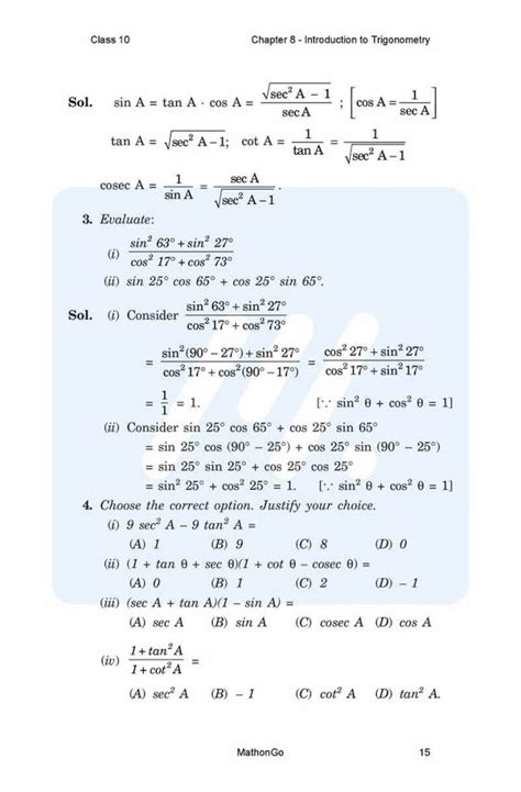 Ncert Solutions For Class 10 Maths Chapter 8 Introduction To Trigonometry Mathongo