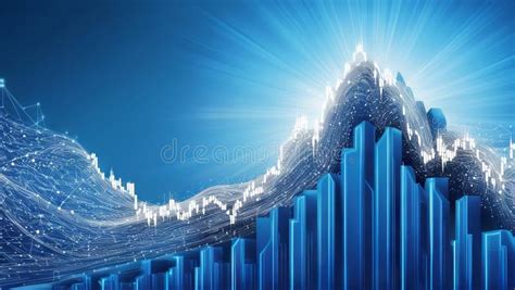 Abstract Blue Digital Data Visualization Of Rising Stock Market Trend Generative Ai Stock