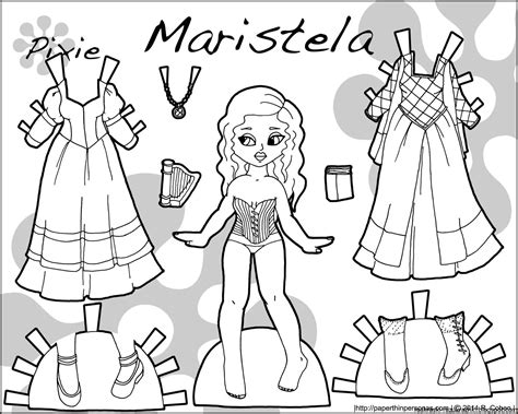 Раскраска Девочка С Одеждой Для Вырезания