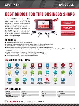 Launch CRT711 TPMS Diagnostic Scan Tool With 4 Sensors Quantum Mechanics