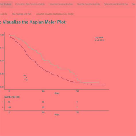 Kaplan Meier Km Survival Analysis Plot The Interface Shows An