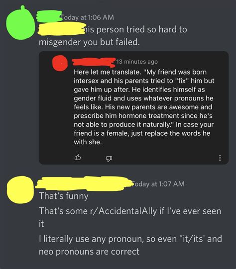 Transphobe Tries To Misgender My Intersex And Genderfluid Friend Who