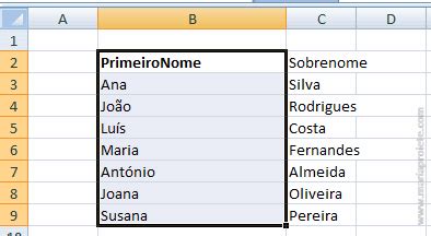 Separar Texto em Colunas Maria do Céu Proiete Office Excel Access Word Powerpoint