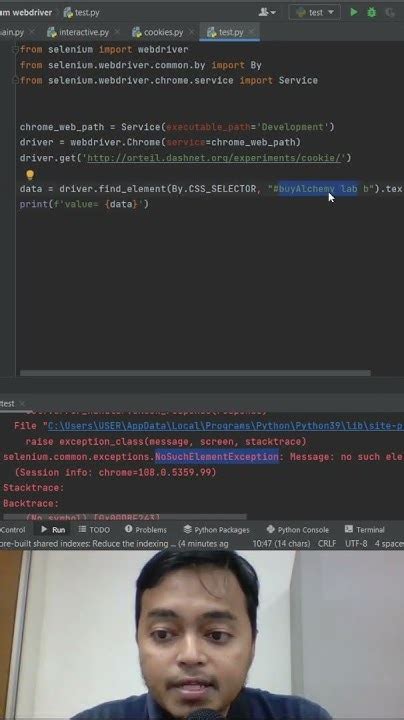 How To Solve Nosuchelementexeption In Selenium Library Python Coding Error Selenium Youtube