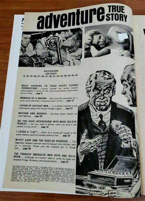 Adventure True Story Men Magazine September October Cock Fight Wyatt Earp Gga Lesbian By