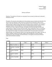 Understanding Density Calculations Through Lab Procedures Course Hero
