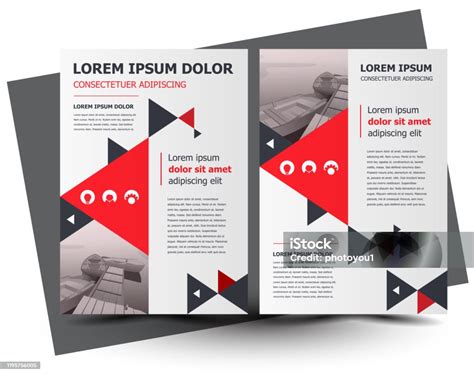 전단지 브로셔 디자인 비즈니스 전단지 크기 A4 템플릿 창조적 인 전단지 트렌드 커버 기하학적 붉은 색 공란에 대한 스톡 벡터