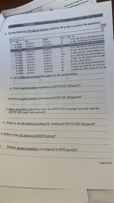 Question 2 Wireshark Protocols Packets 55 To 66