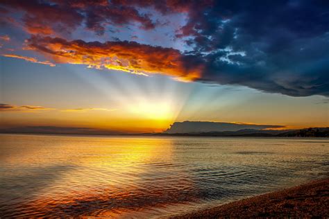 Sunset At Dark Evening 4k Wallpaper Hd Nature Wallpap