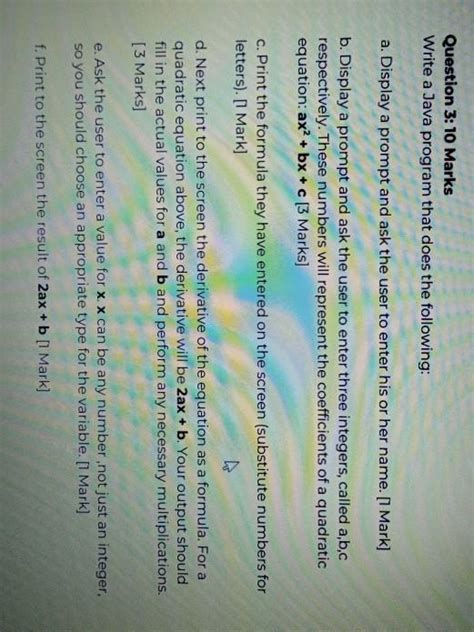 Solved Question 3 10 Marks Write A Java Program That Does