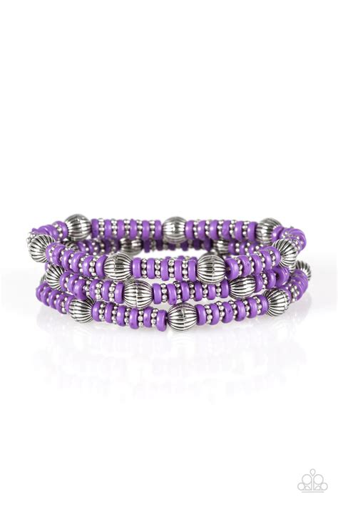 Paparazzi Bracelet ~ Barcelona Ball Purple Paparazzi Jewelry