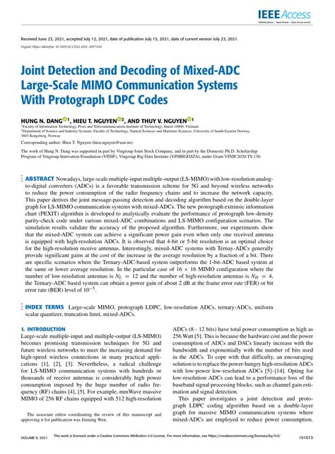 Pdf Joint Detection And Decoding Of Mixed Adc Large Scale Mimo Communication Systems With